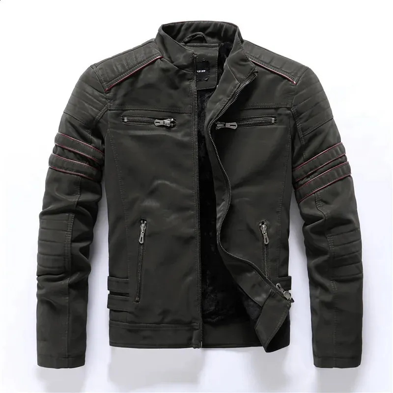 Leather 6xl Leather Motorcycle Jacket With Fleece Splicing For Men ...