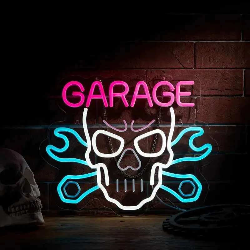 Neon Garage Decor: Skeleton Mechanic Service Car LED... From Honey ...