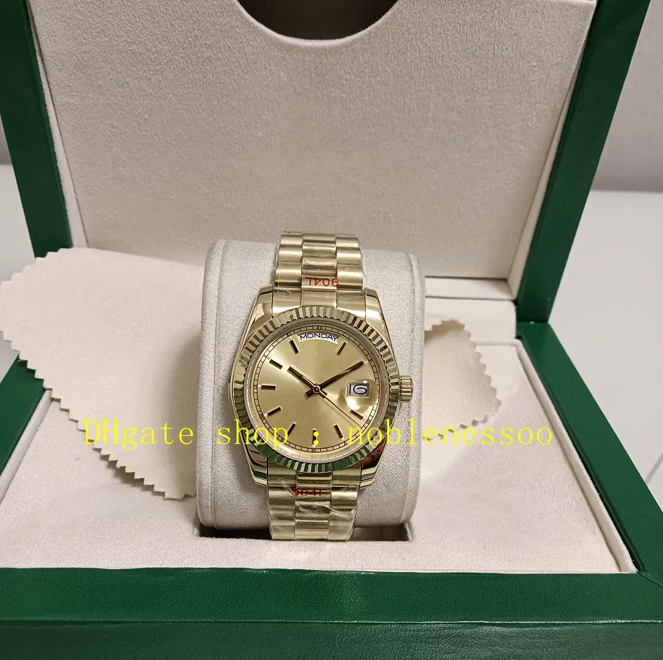 36mm Automatic Wrist Watch - Midsize Champagne Dial, Fluted Bezel ...