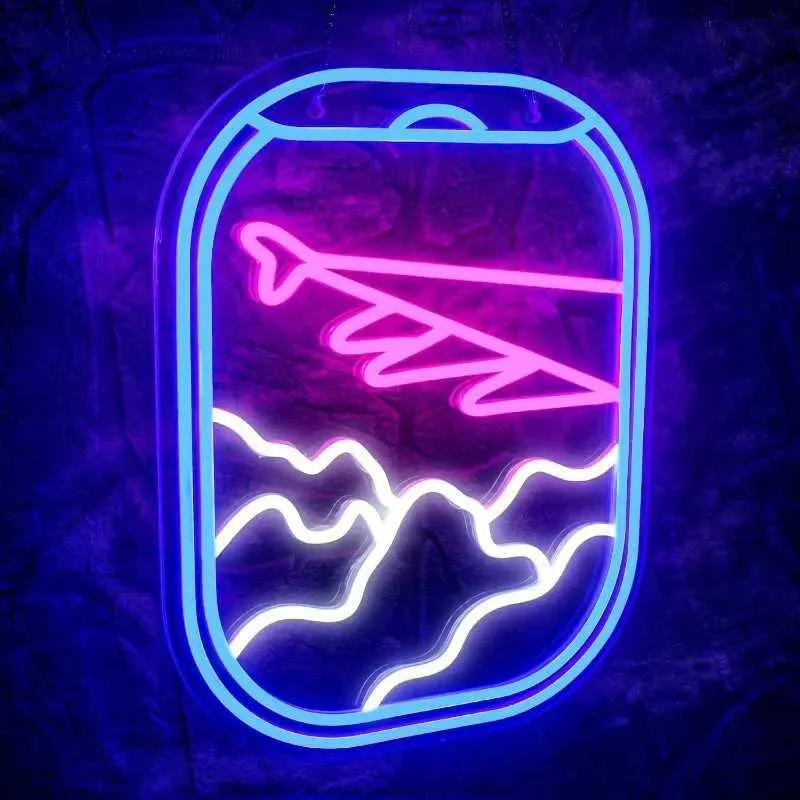 Aircraft Window View Neon Sign Blue Pink LED Neon Sign Used For Wall ...