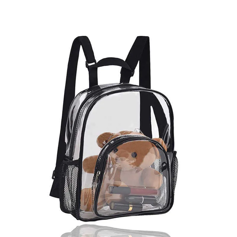 Transparent Plastic Bag Backpack: Clear PVC Bag For Students With Side ...