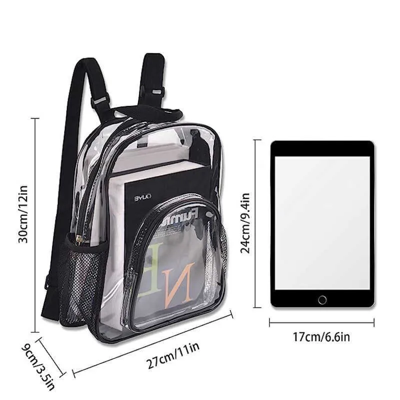 Transparent Plastic Bag Backpack: Clear PVC Bag For Students With Side ...