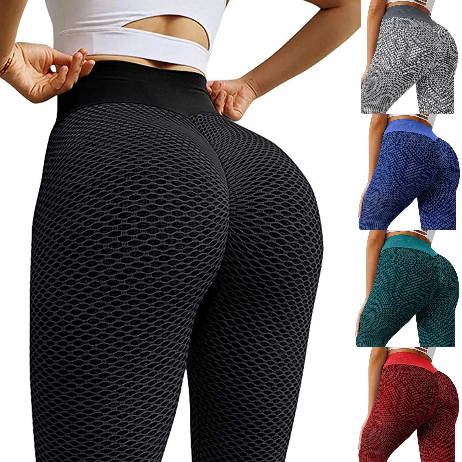 Fashion Honeycomb Waist High Waist Quick Dry Mesh Yoga Leggings for ...
