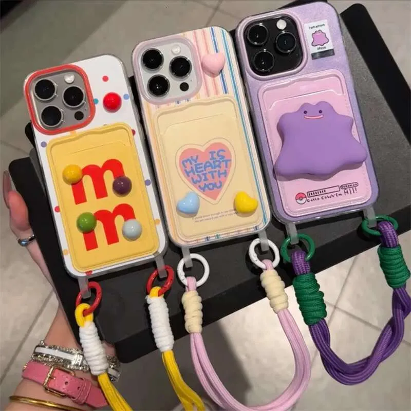 Colorful Star Love 3D Stand Phone Case with Hanging Rope & Card Pack ...