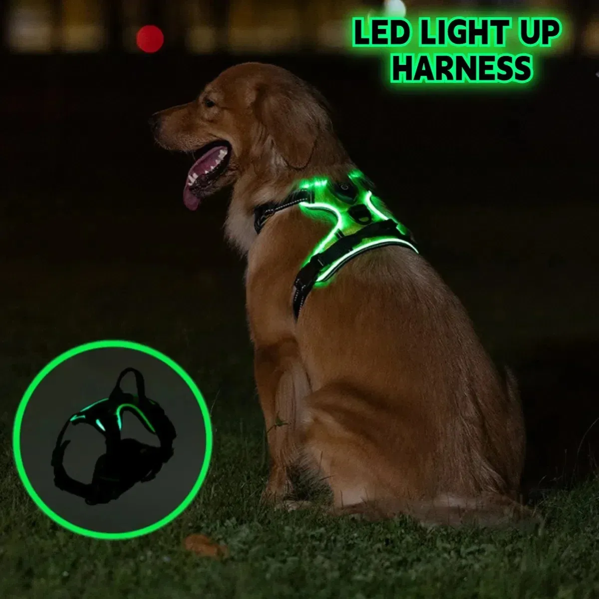 Dog Harness Vest: No Pull Dog Harness, LED Light Up Adjustable Pet Vest ...