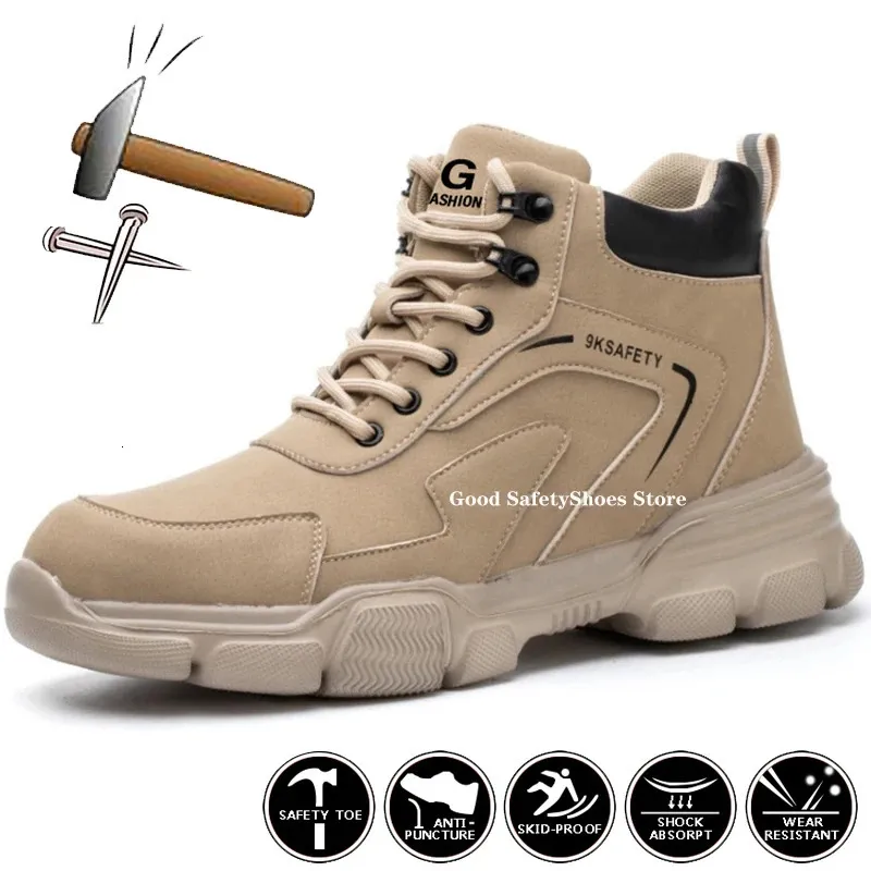 Work Safety Shoes Men Steel Toe Caps Shock Resistant Work Boots Durable ...