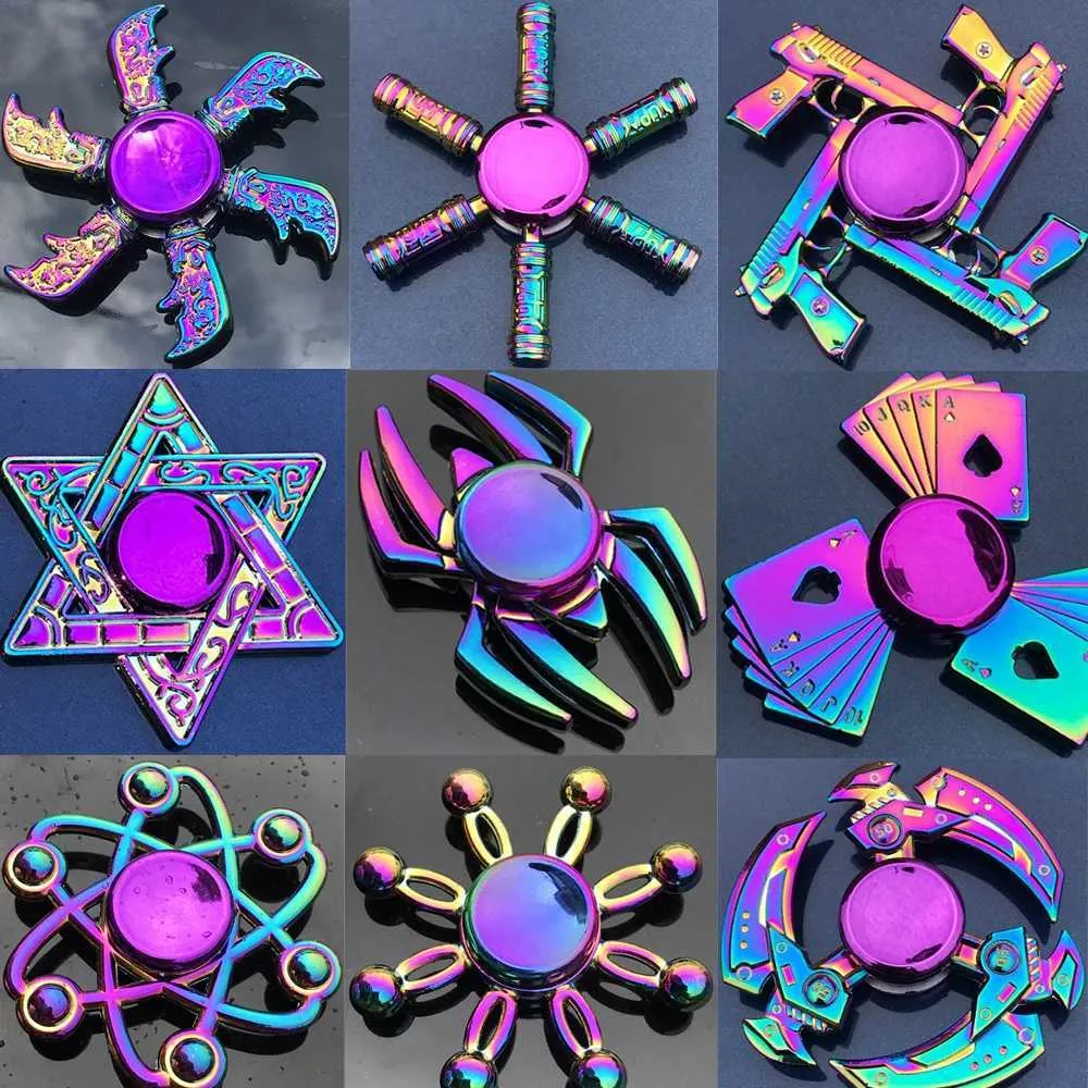 Fidget Metal Spinner Top Toy Colorful Metal Hand Spinner, EDC Fidget ...