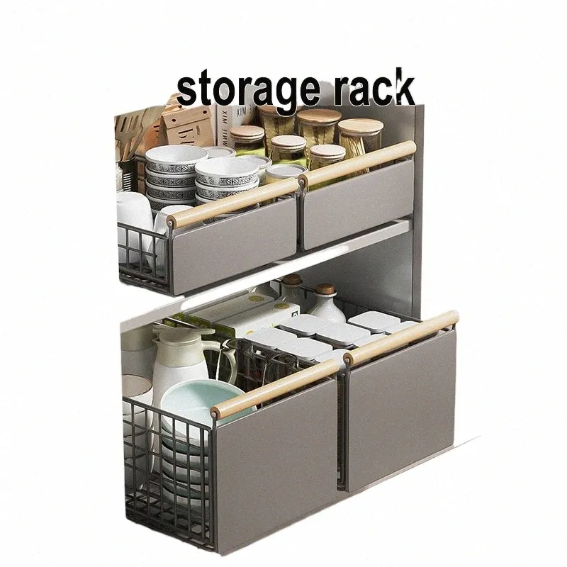 Foldable Kitchen Sink Condiments Rack Pull Out Cabinet With Adjustable ...