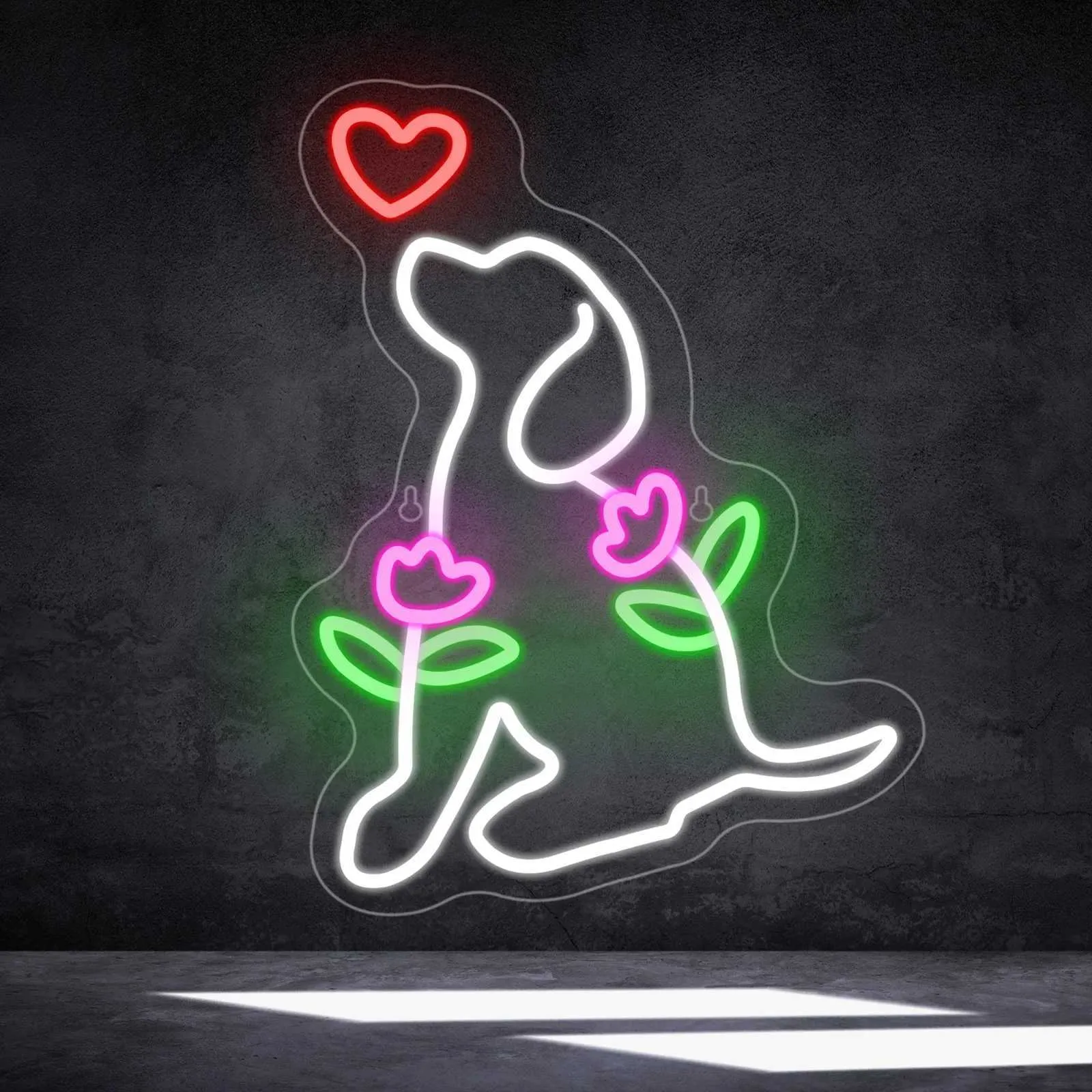 Dimmable LED Neon Dog Sign - USB Powered Wall Light for Bedroom, Bar ...