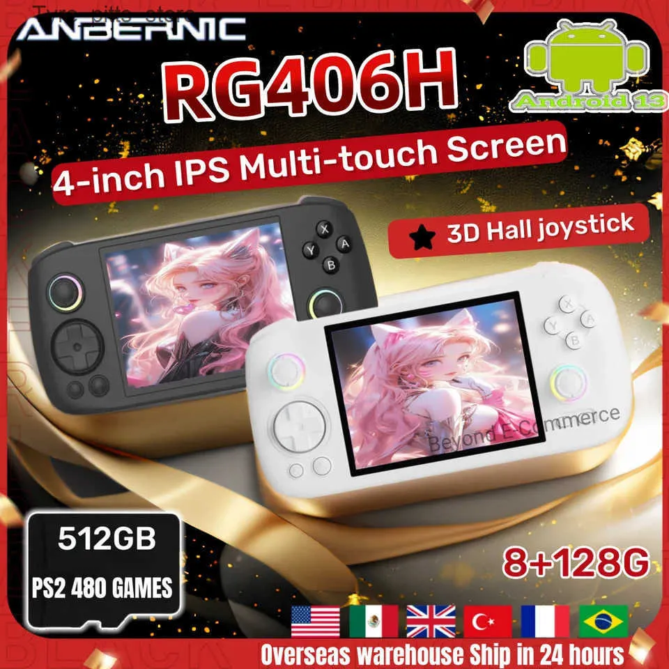 ANBERNIC RG406H Handheld Gaming Console - 4 Inch HD Screen, Android 13 ...