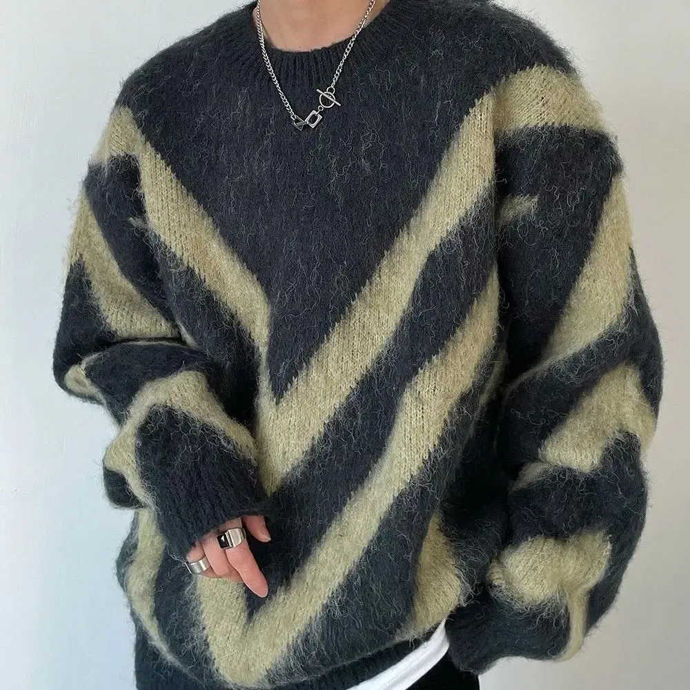 Korean street style unhooded acetate sweater with round neck pendant ...