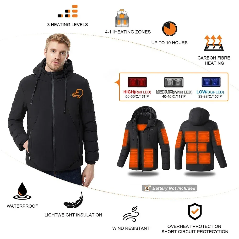 Heated Jacket: 4-11 Zone Smart USB Electric Heated Jacket, Winter ...