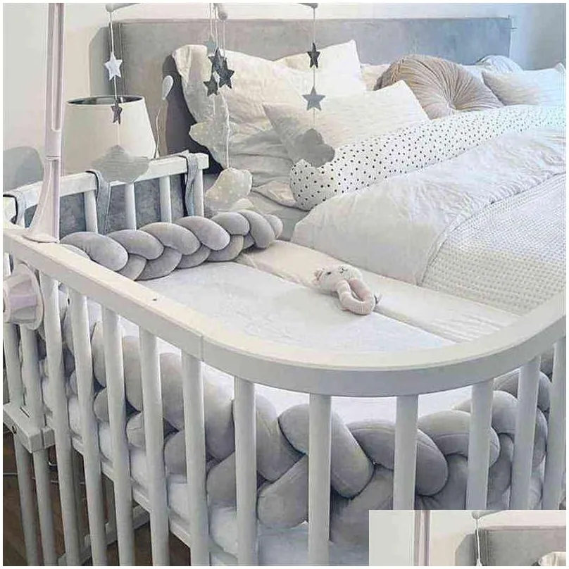 2M Knot Braid Crib Bed Bumper For Newborn Crib Protection Infant ...