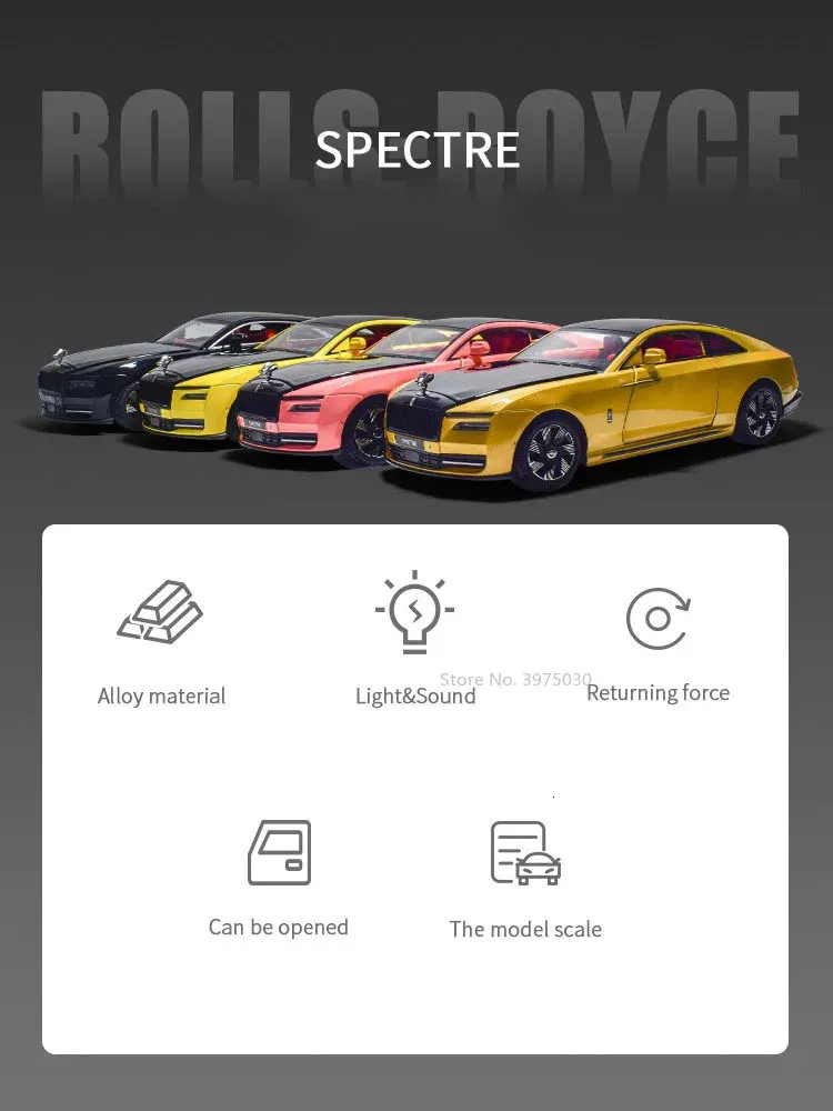 1/24 Scale Rolls Royce Spectre Diecast Car Model, Alloy Simulation ...
