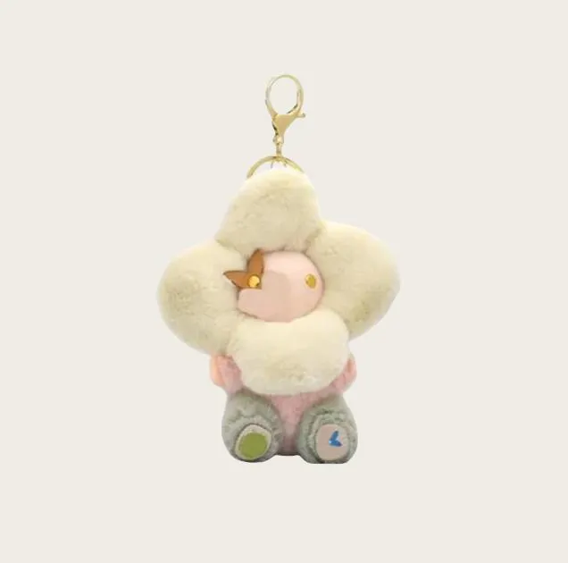 Plush Flower Doll Keychains with Gold Buckle - Cute Lanyard Keychain ...