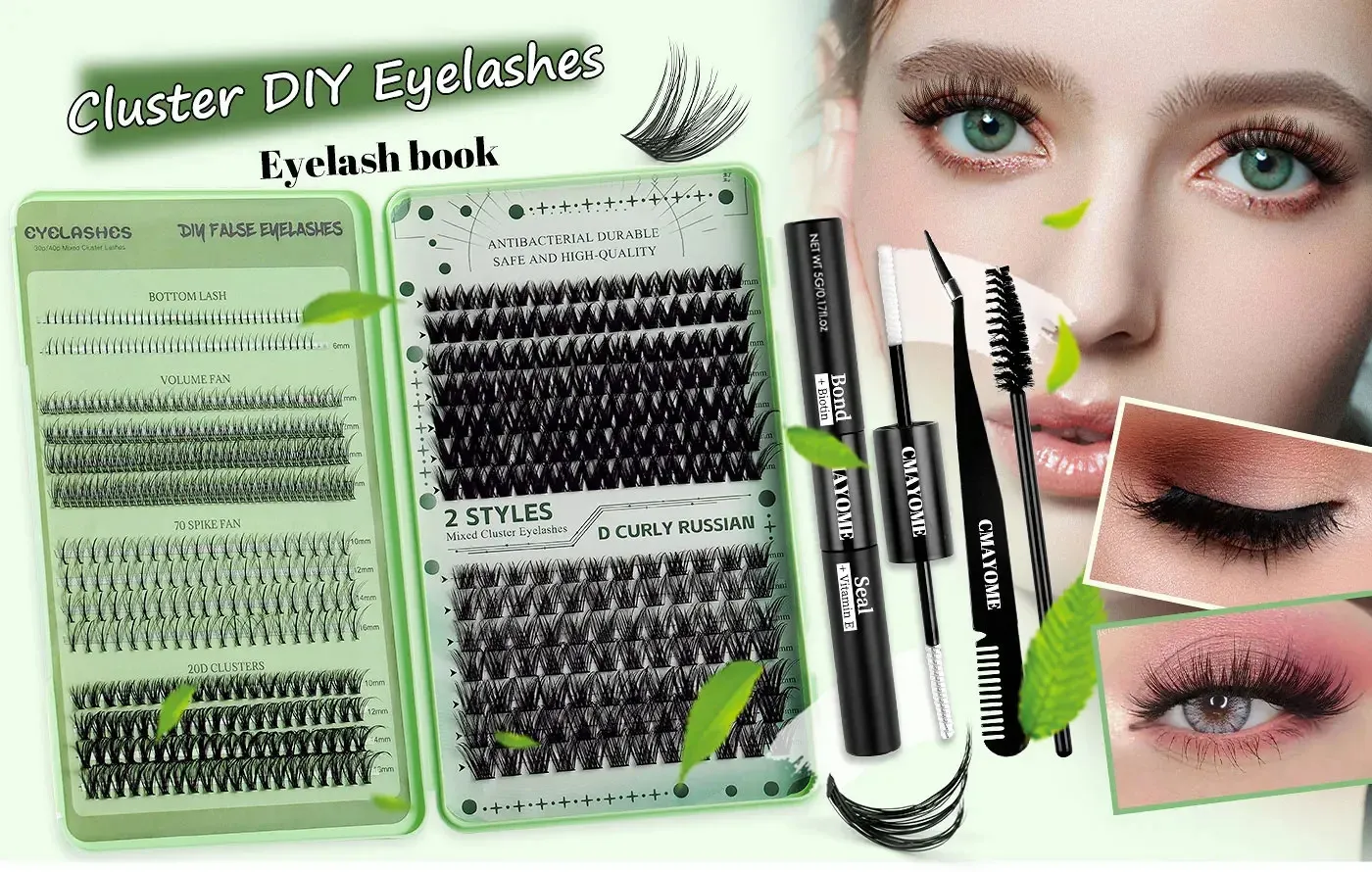 DIY Cluster Lashes Kit: D Curl Fluffy Wispy Natural Eyelashes Mix Set ...