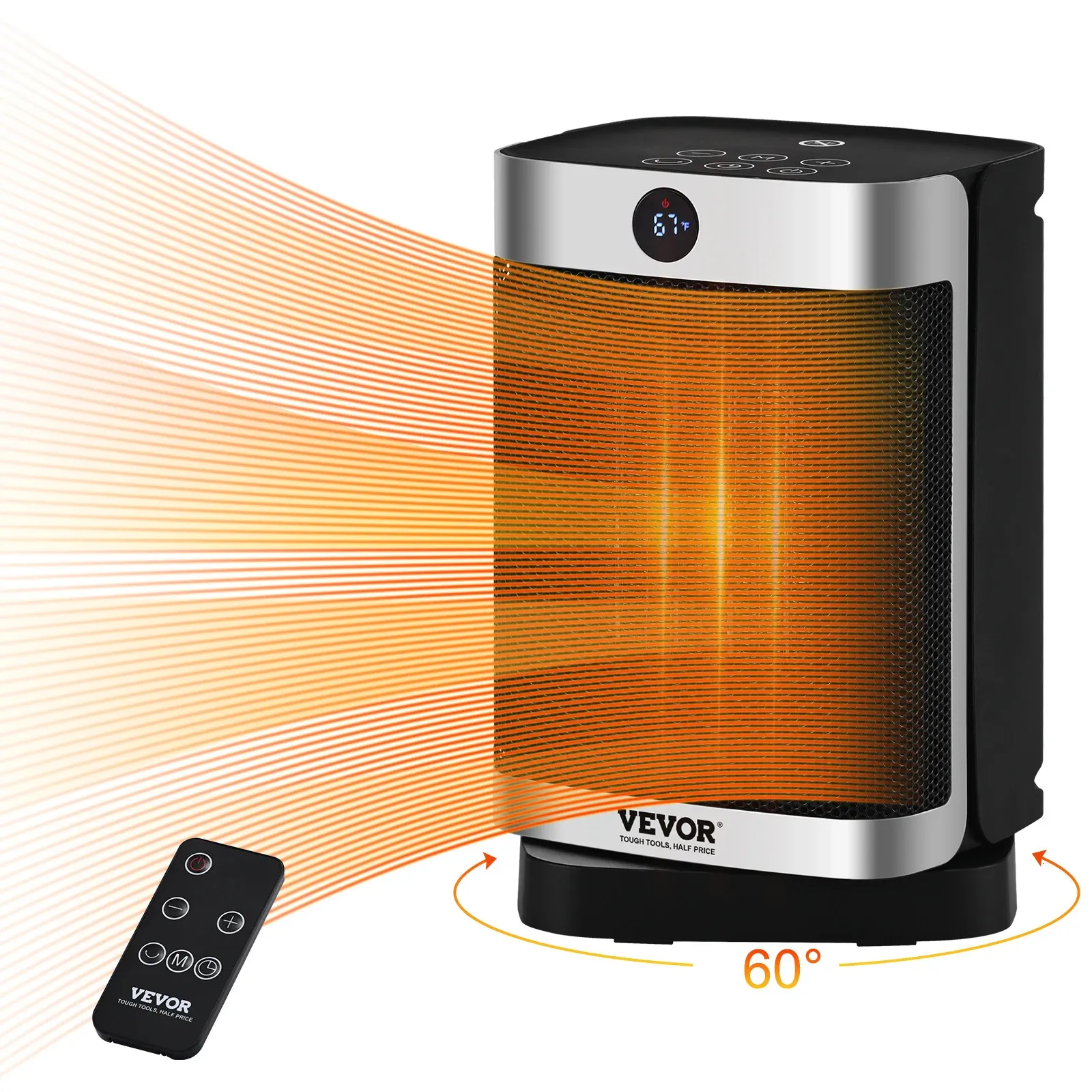 VEVOR Adjustable Ceramic Room Heater With Remote With Thermostat ...