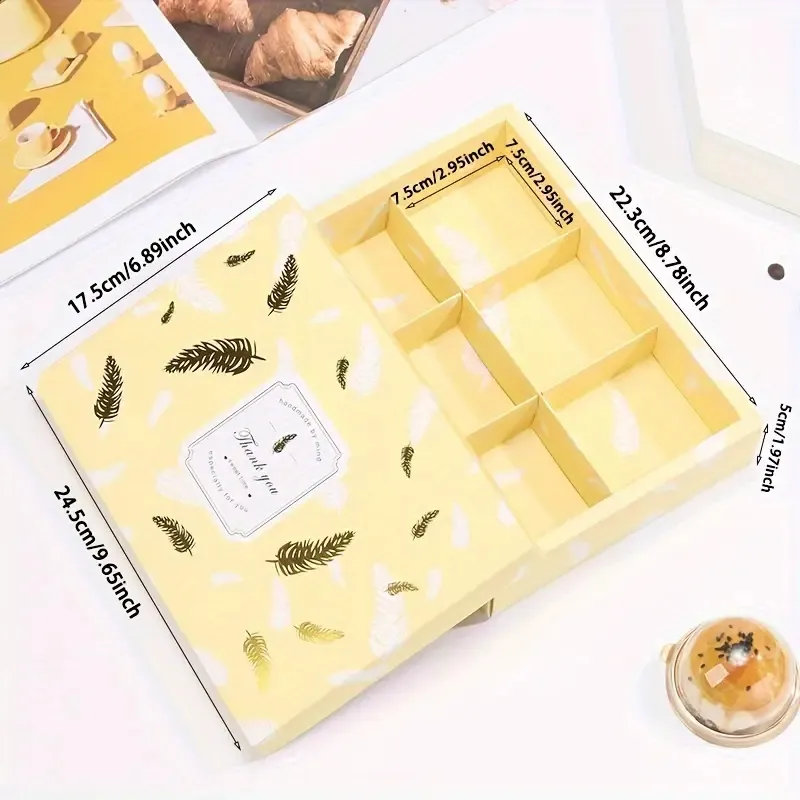 10-Piece Yellow Feather Stamping Packaging Boxes - 6 Boxes & Handbags ...