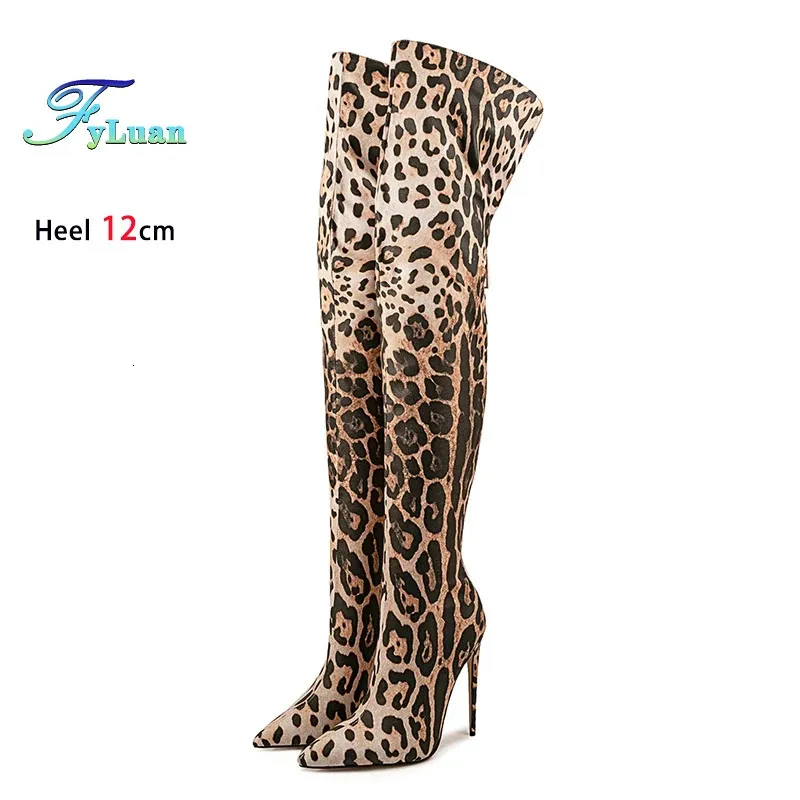 Leopard Print Thigh High Boots Heels 12CM Stiletto... From Factory ...