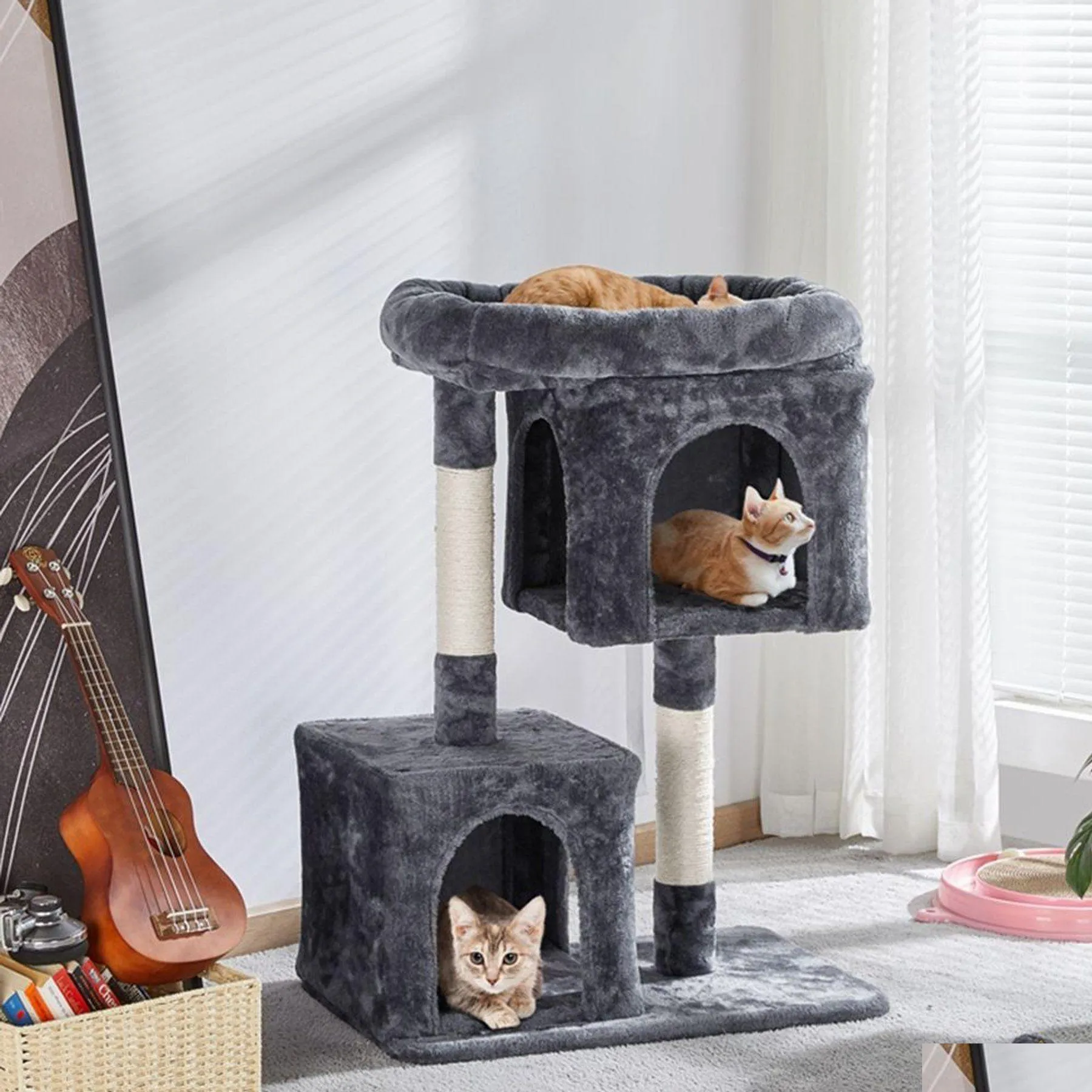 Yaheetech 335 Inch Plush Kain Untuk Cat Condo With Tree Drop Delivery ...
