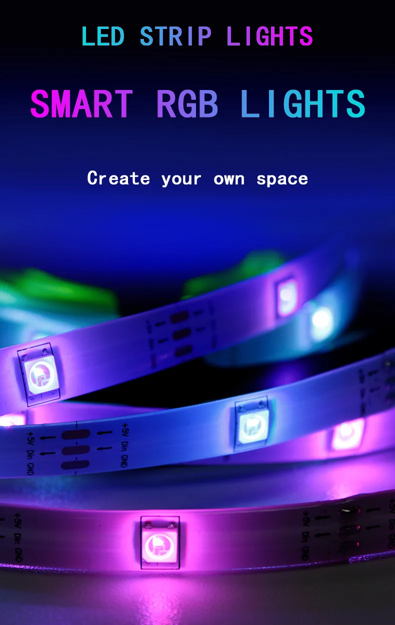 USB LED TV Backlight Strip With Bluetooth Music Sync & Timer, RGB 5050 ...