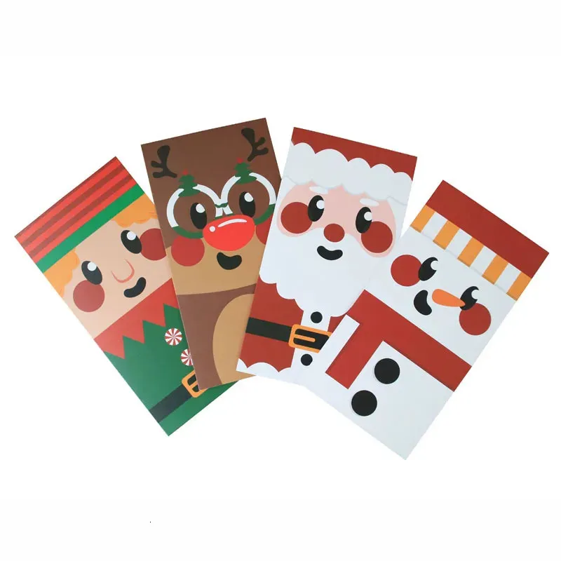 Christmas Cartoon Cute Christmas Card Envelope Santa Claus, Snowman, And Blessing Perfect For ...