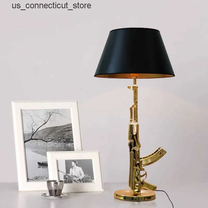 AK47 Gun Floor Lamp Modern Creative Pistol Design, Silver Black Gold ...