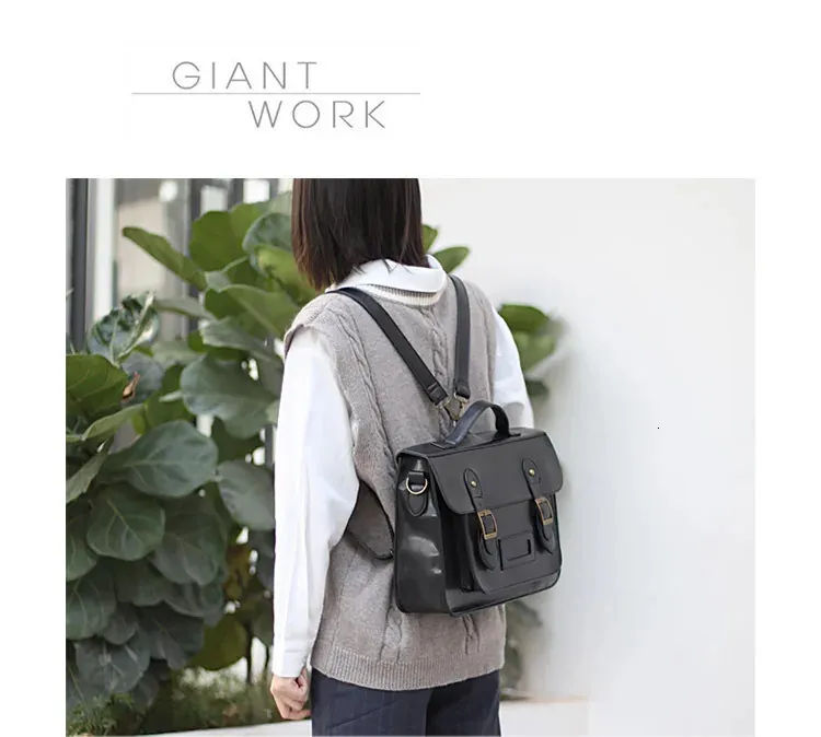 Womens multifunctional large tote backpack PU leather college style ...