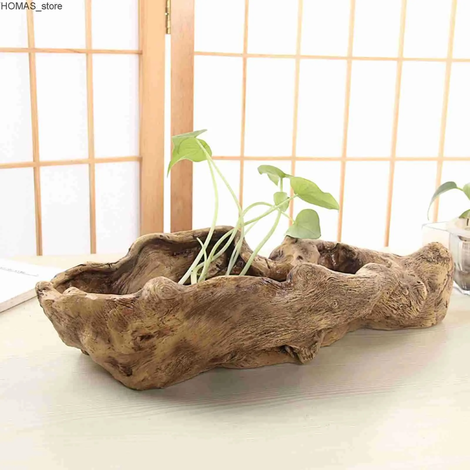 Resin Tree Shaped Succulent Driftwood Planter Desk Flower Pot For ...