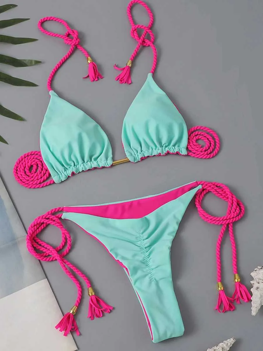2023 Triang String Bikini Women Sexy Brazilian Swimsuit Tie Side Thong Swimwear Fa Bathing ...