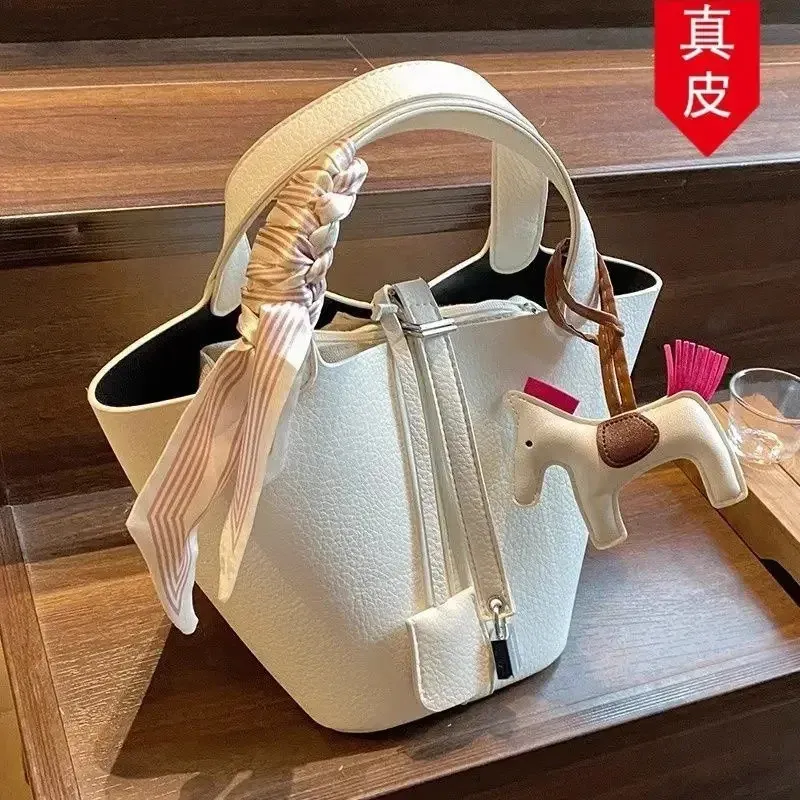 Bucket Shoulder Handbags, French Leather Bucket Tote Fashion Handbag ...