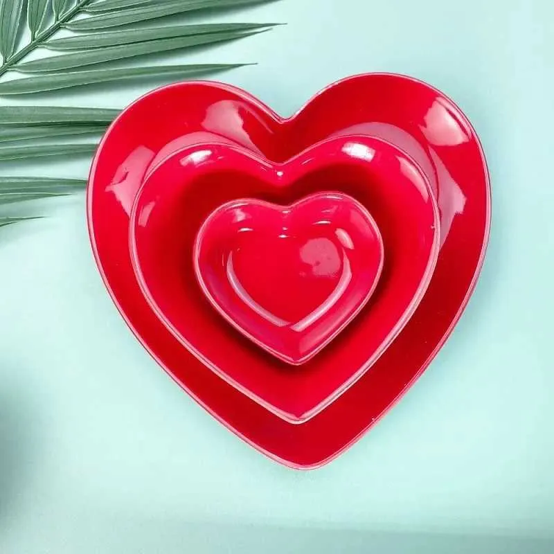 Delicate Red Heart Ceramic Valentine Dinner Plates For Home Baking ...