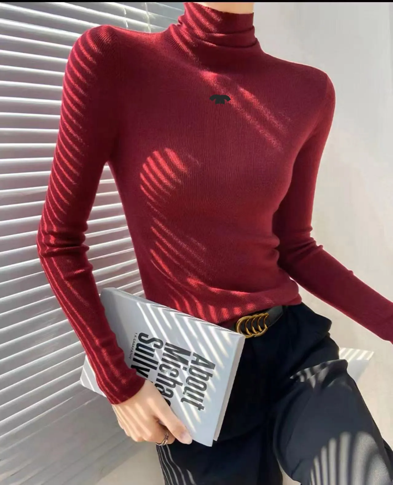 Ultra-Thin Cashmere Knit Sweater - Monogram Embroidery, Slim Fit ...