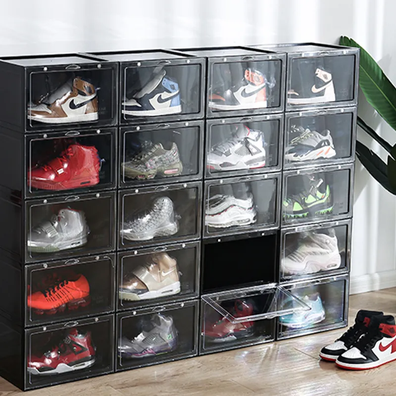 Entrance Shoe Storage Solution: Clear Side Opening Shoe Boxes Stackable ...