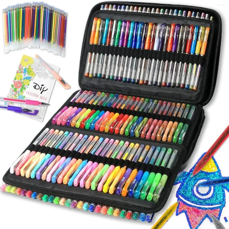 Glitter Gel Pen Set with Metallic Sparkle & Refills - Canvas Bag ...