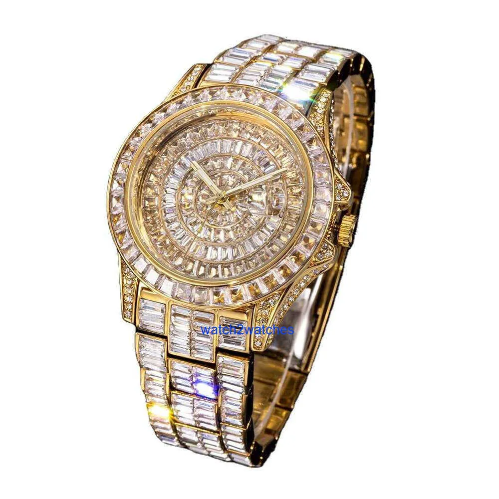 Gold Sparkg Millionaire Role Diamond Watch Artificial Gemstone For Hip ...