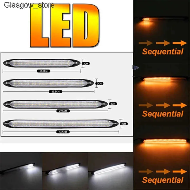 Universal DRL LED Tinted Back Lights With Turn Signal, Daytime Running ...