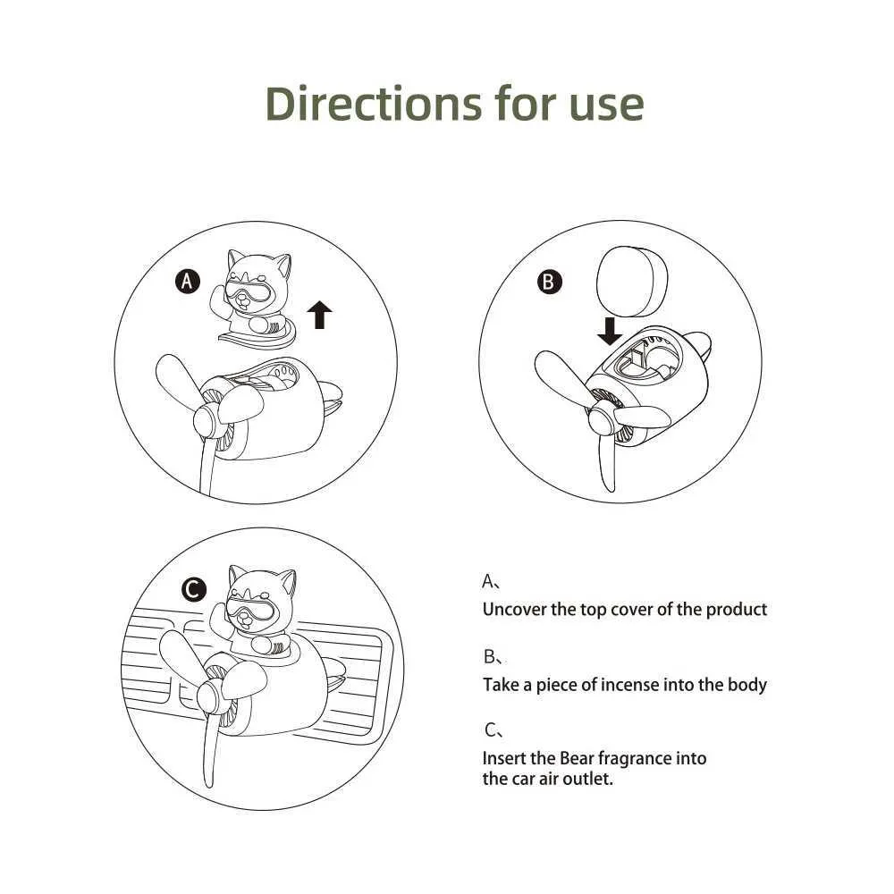 Car Air Freshener Diffuser Rotating Propeller ABS Material Cute Cartoon ...