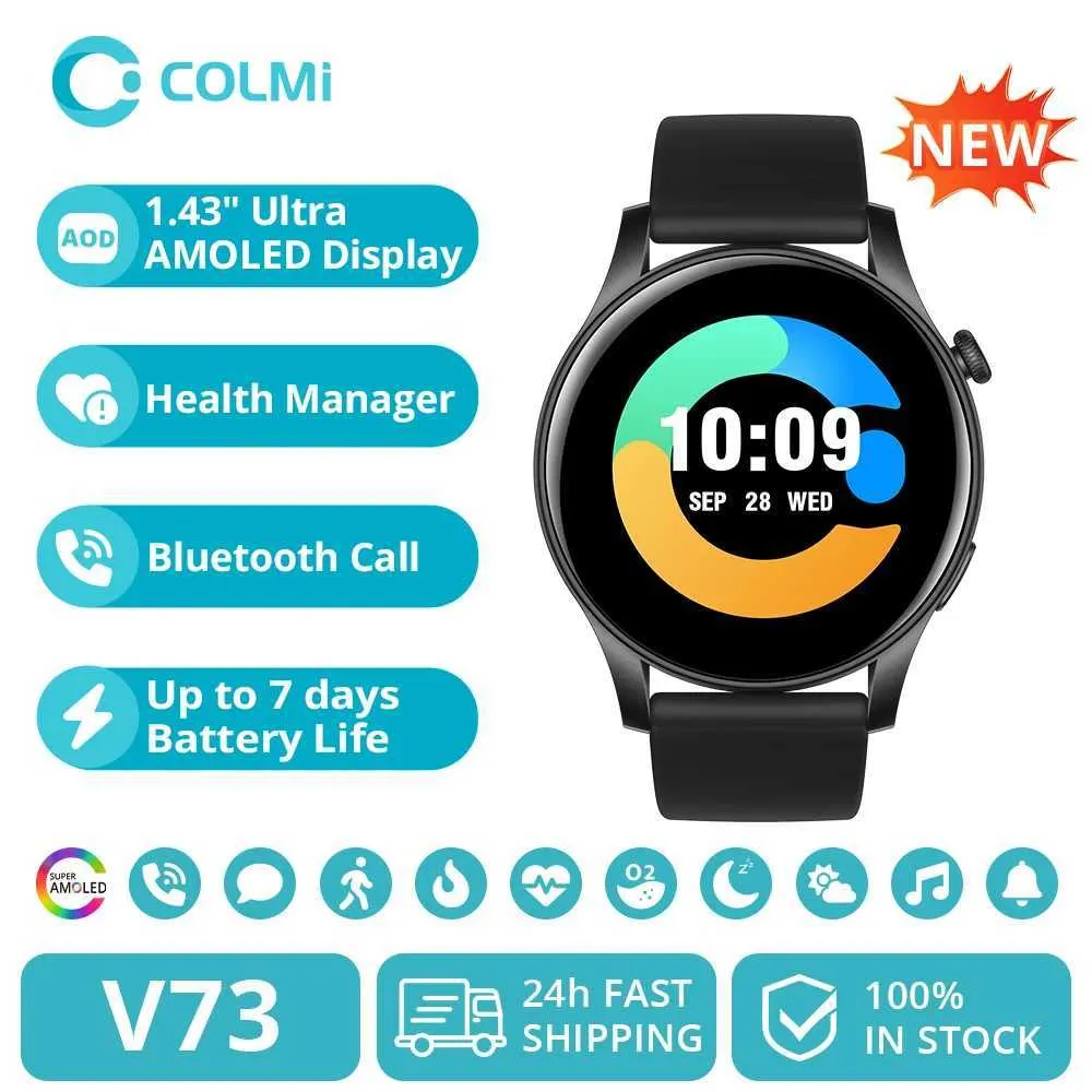 COLMI V73 Smartwatch AMOLED Display BT Call Health Fitness Tracking ...