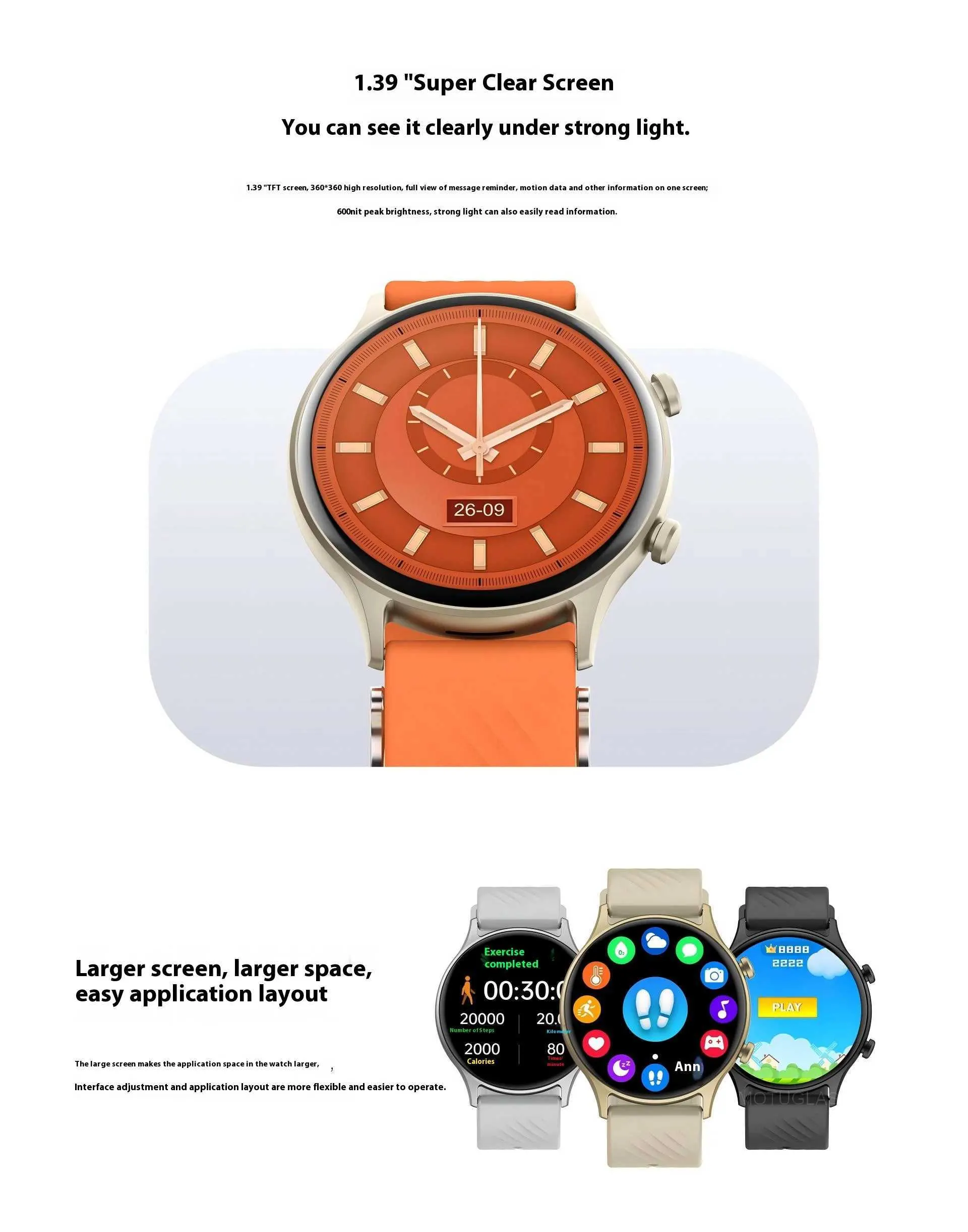 Waterproof Smart Watch With Heart Rate Monitor: Outdoor Smartwatch ECG ...