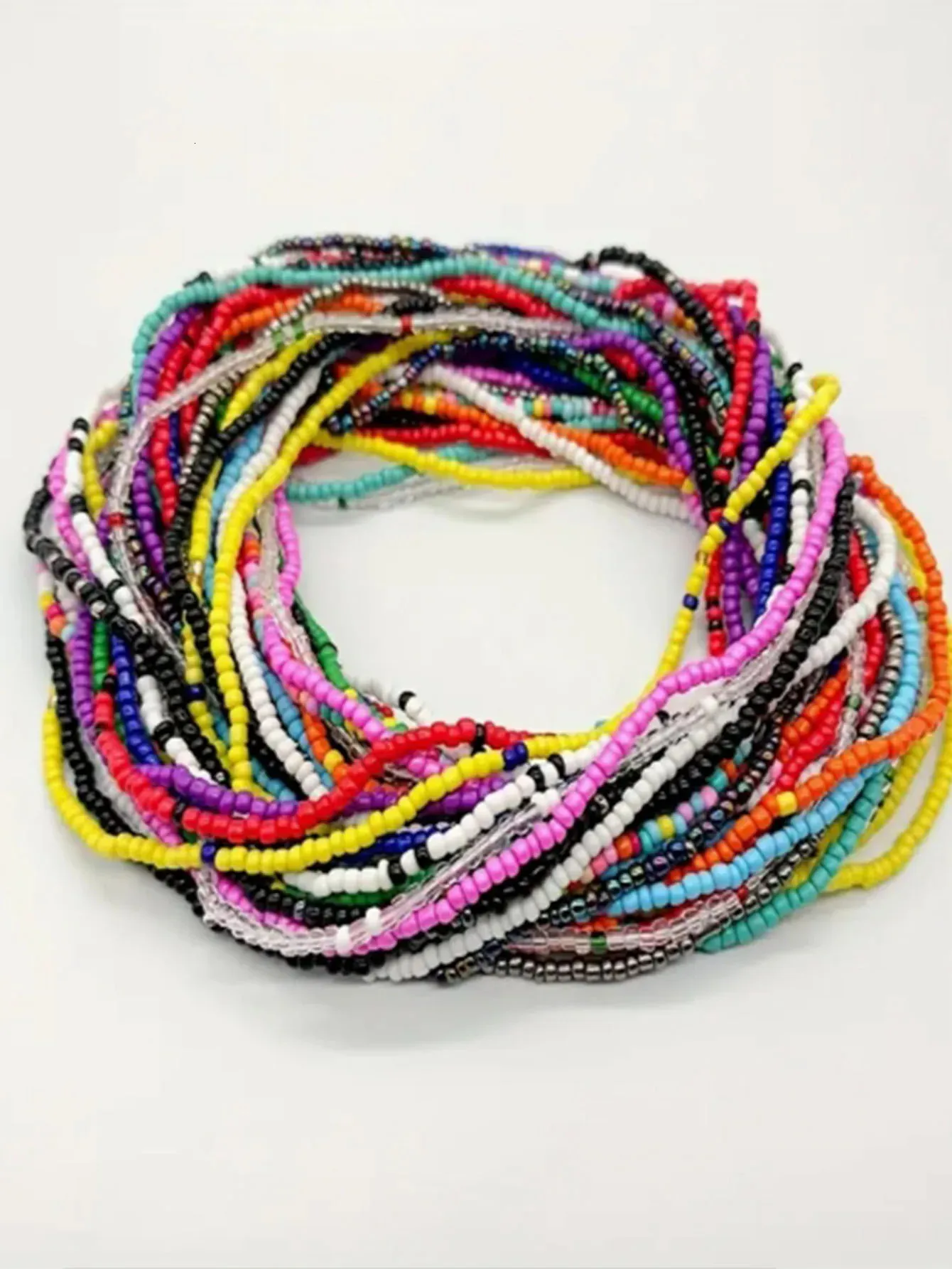 Boho Elastic Seed Beads Bead Waist Bands Chain Set For Women's Summer ...