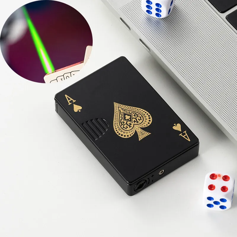 Metal Playing Card Jet Lighter Green Flame Lighter Smoking Accessories ...