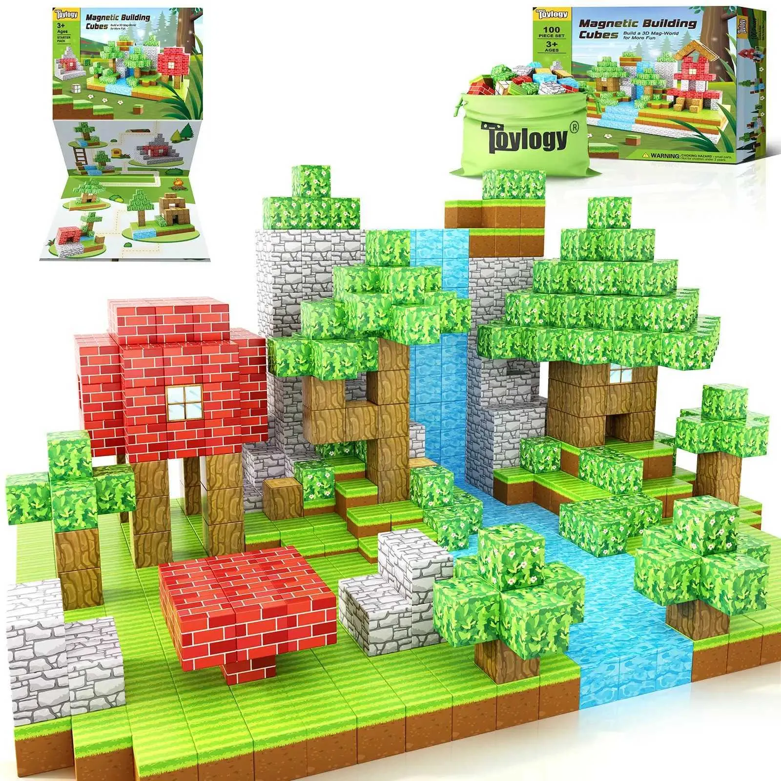 Magnetic Blocks Build Mine Set For Boys And Girls Ages 3+ Minecraft ...