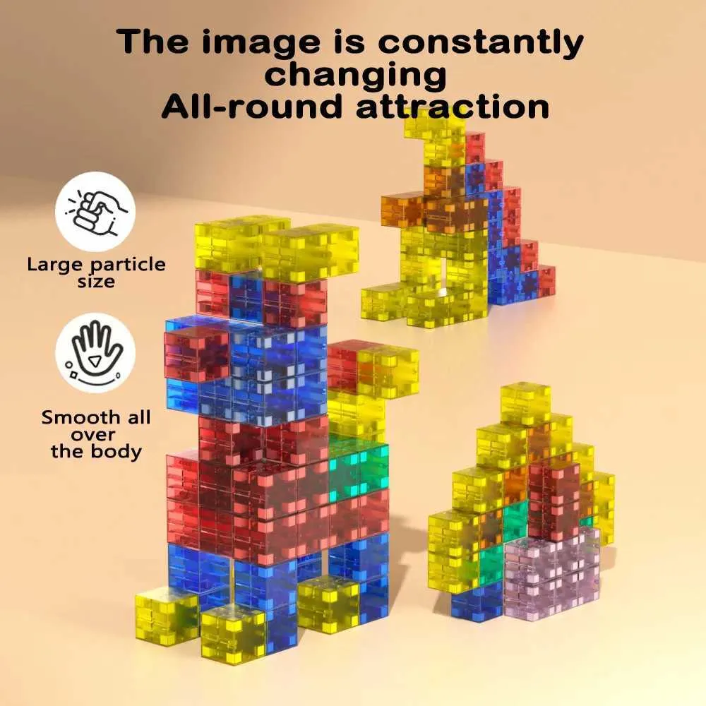 Magnetic Building Blocks Set - 2.3cm Cubes, DIY Construction Toys for ...