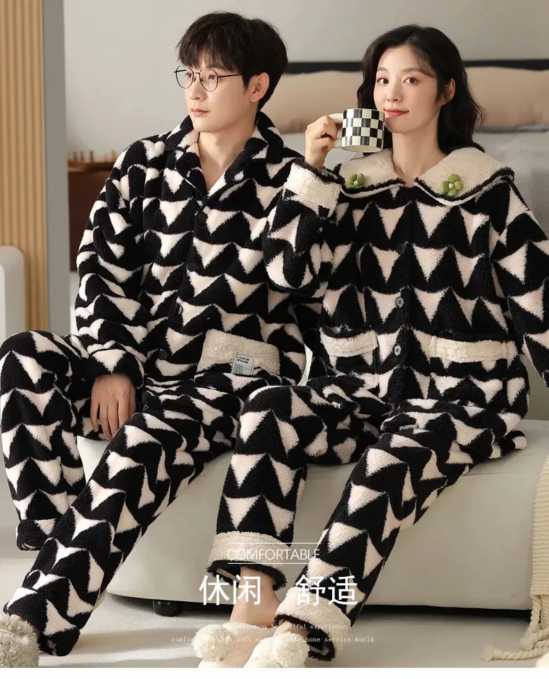 Japan Kimono Winter Warm Nightwear Set: Coral Fleece Pajamas for ...