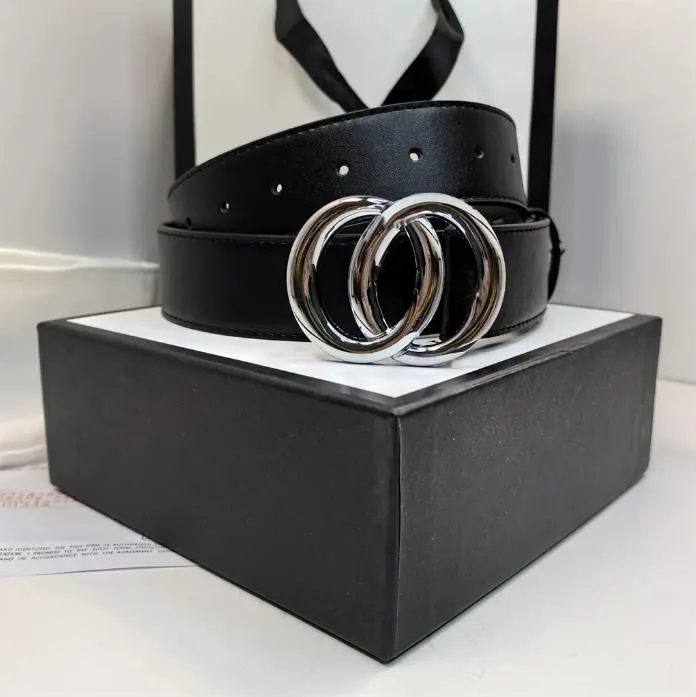 Fashion Big Buckle Genuine Leather Belt Orange Box Designer Belts For ...