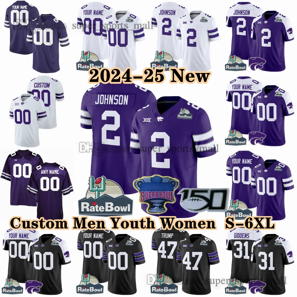 2025 Kansas State Wildcats Football Jersey: Avery Johnson #5, DJ ...