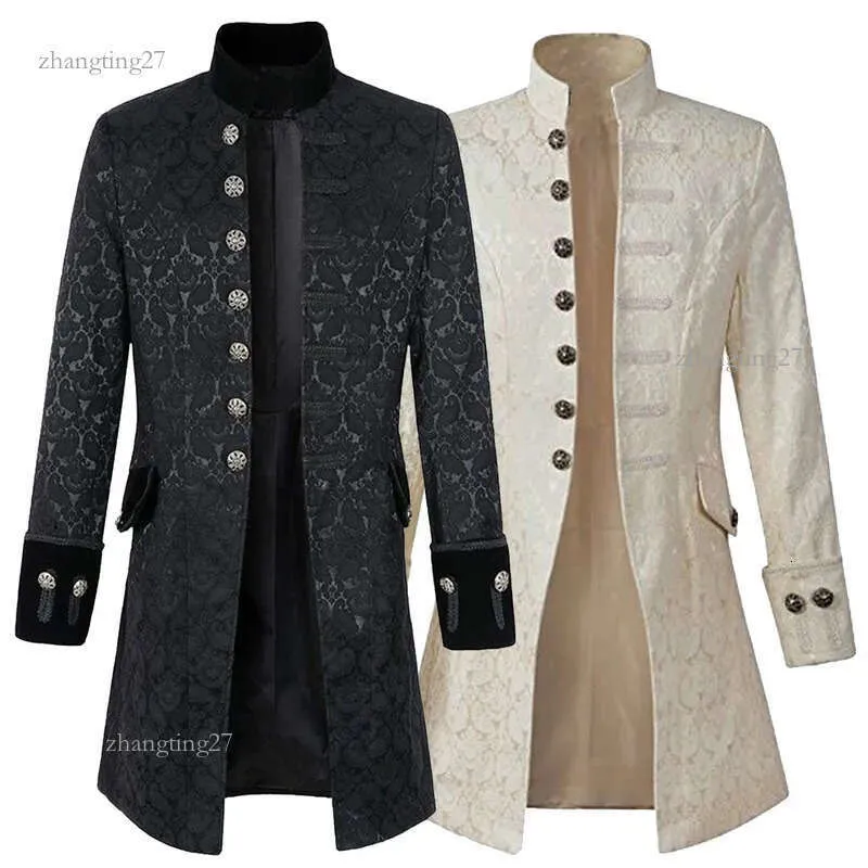 Mens Steampunk Clothing: Long Gothic Jacket, Decorative Button Coat ...
