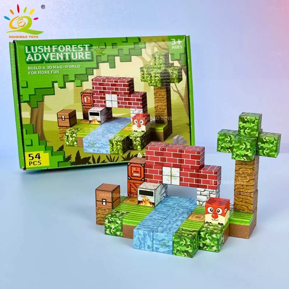 Jungle Adventure 3D Square Magnetic Blocks DIY Minecraft Puzzle Mine ...