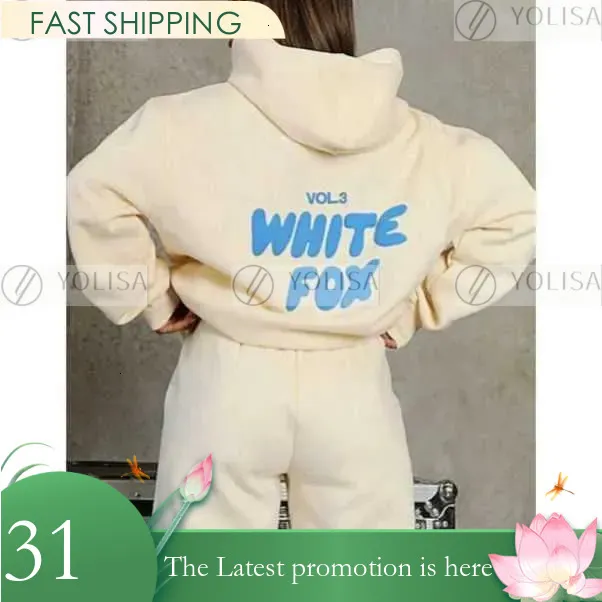 2024 Fashion White Foc Hoodie Little Footprints Tracksuit Set For Women ...